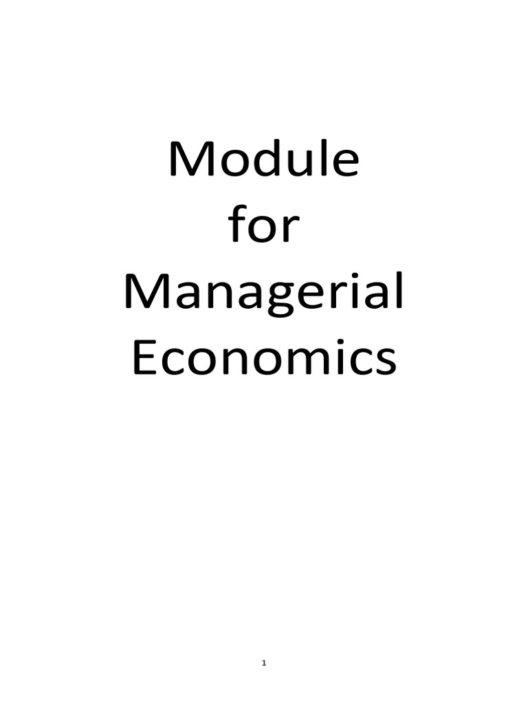 Managerial Economics Module | PDF | Demand | Supply (Economics)