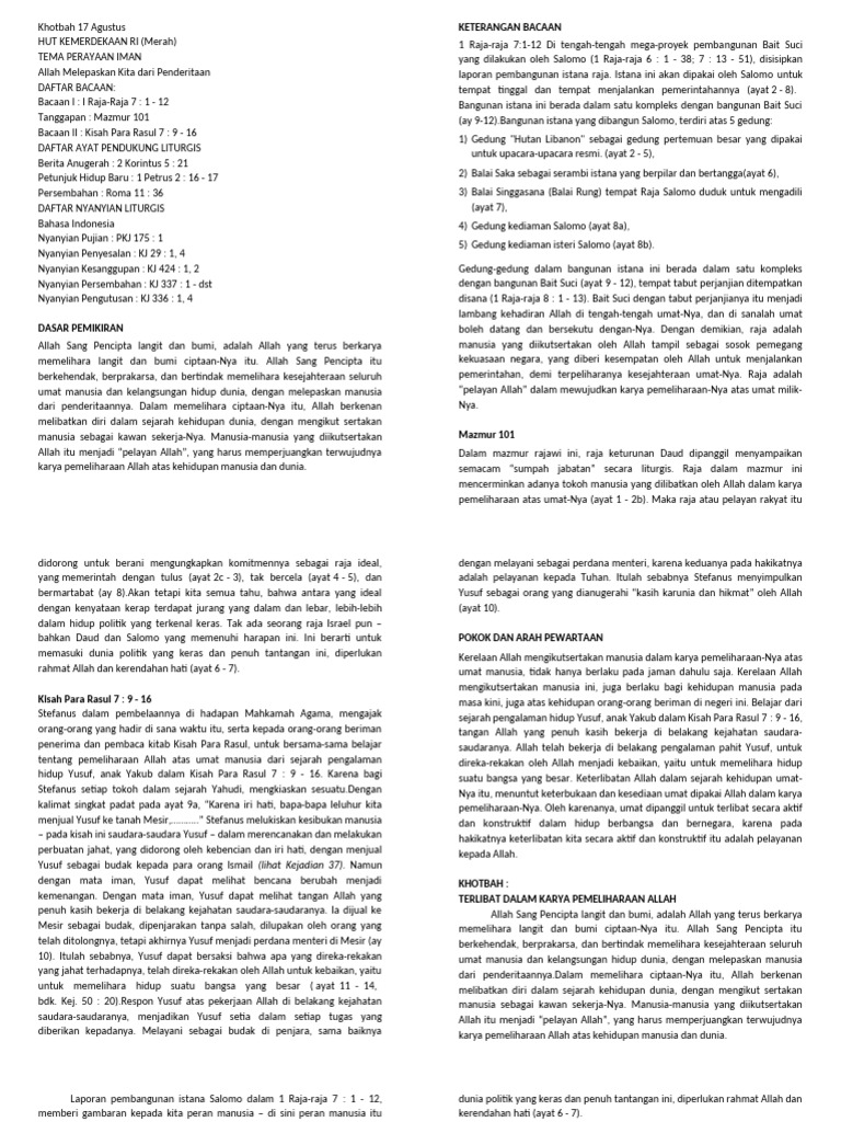 Khotbah 17 Agustus | PDF