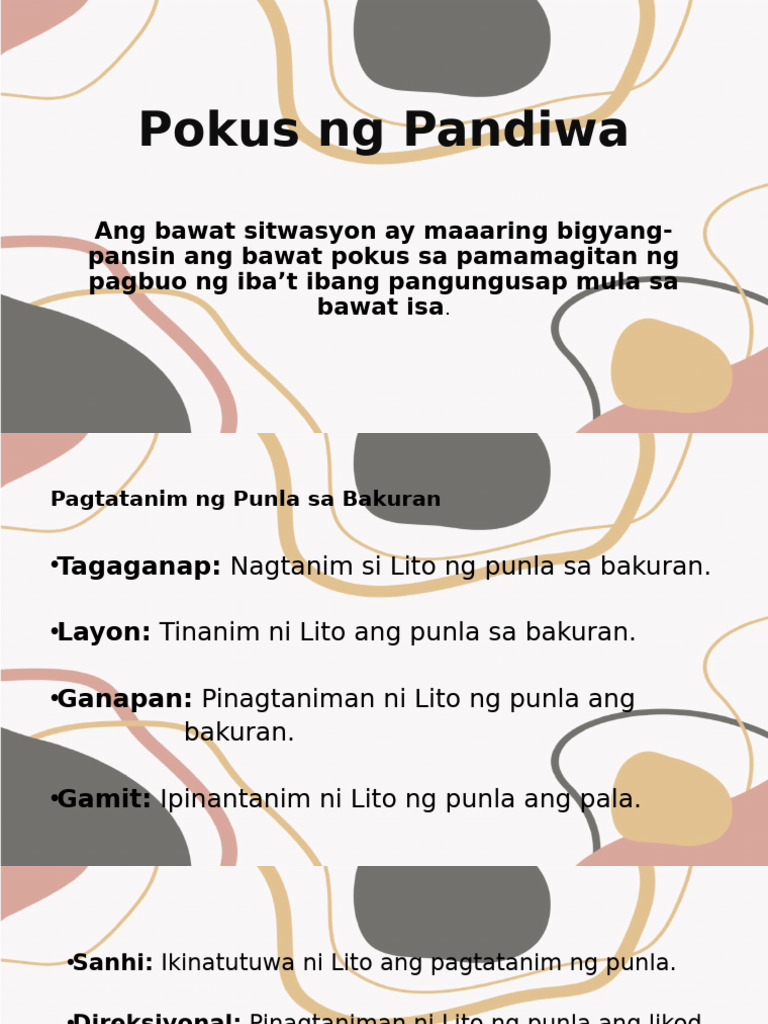 Pokus NG Pandiwa Examples | PDF