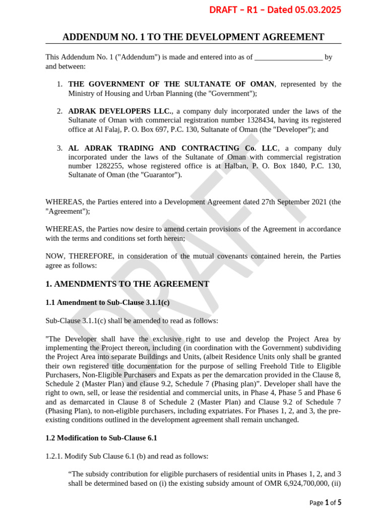 Addendum No.1-DA of HAN | PDF | Pricing | Addendum