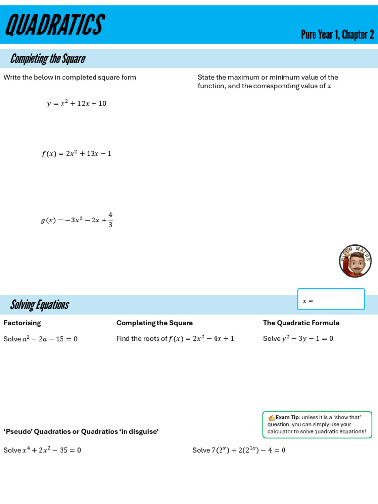 P1 Ch2 Quadratics | PDF | Quadratic Equation | Elementary Mathematics