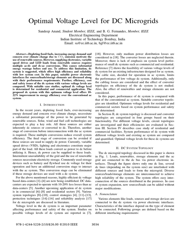 Optimal_voltage_level_for_DC_microgrids | PDF | Direct Current | Power Electronics