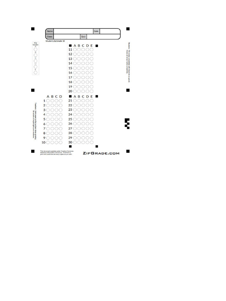 Zipgrade Answer | PDF