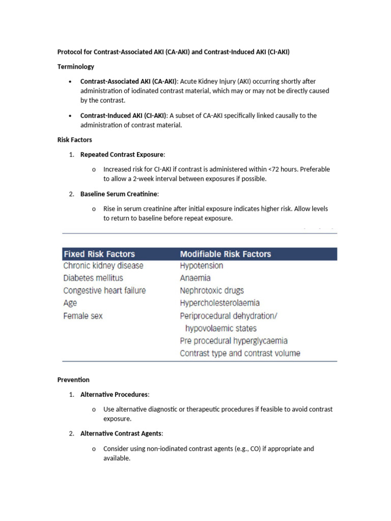 Protocol For Contrast | PDF | Medical Specialties | Clinical Medicine