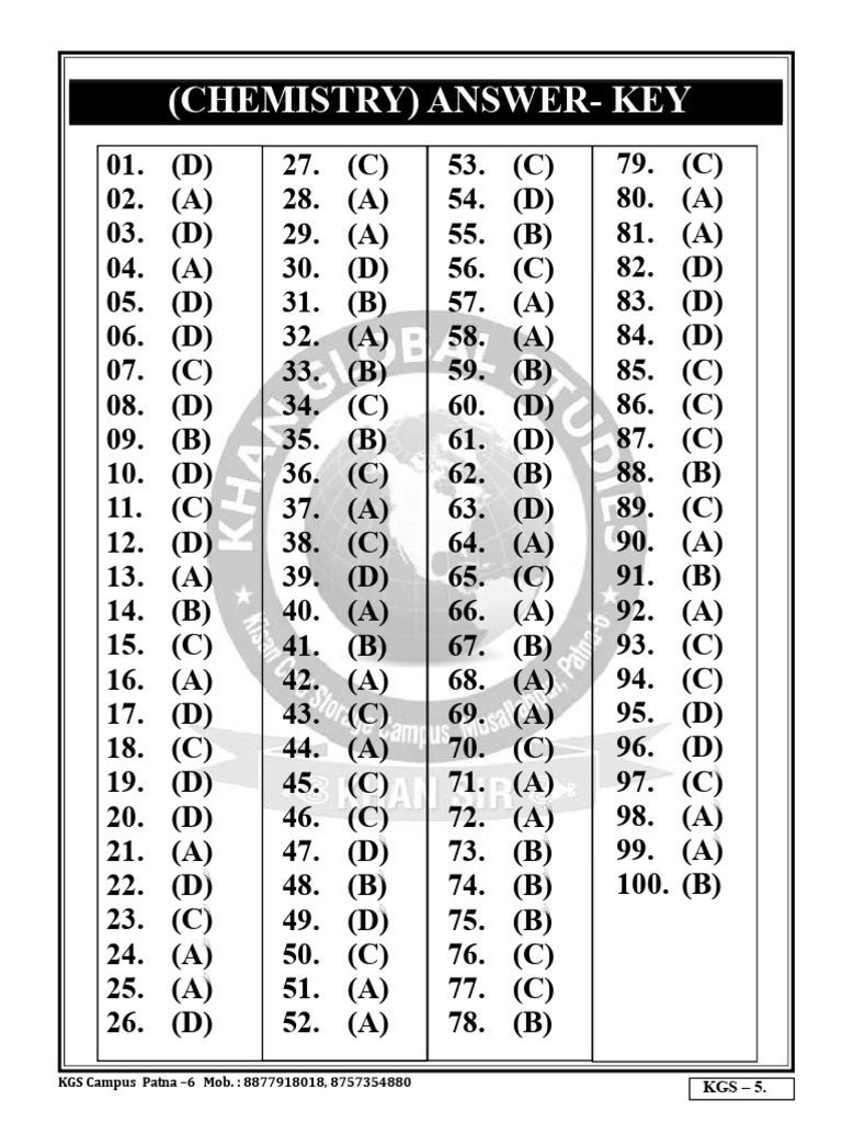 650a81d796f81d0019193d0f_##_Chemistry Test 6 Ans-key | PDF