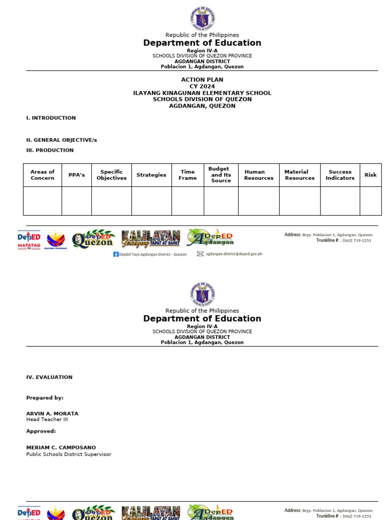 Action Plan For EGRA and EGMA Preparation | PDF | Government ...