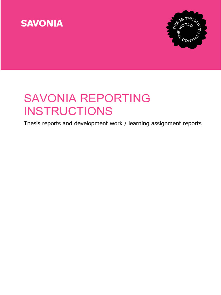 Savonia Reppu Reporting Instructions | PDF | Thesis | Theory