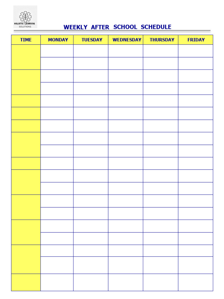 Weekly After School Schedule Revamp | PDF