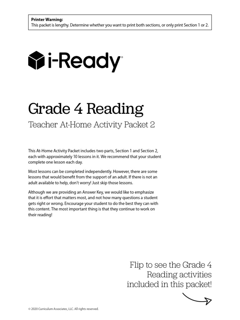 Iready at Home Activity Packets Teacher Ela Grade 4 | PDF | Narrative ...