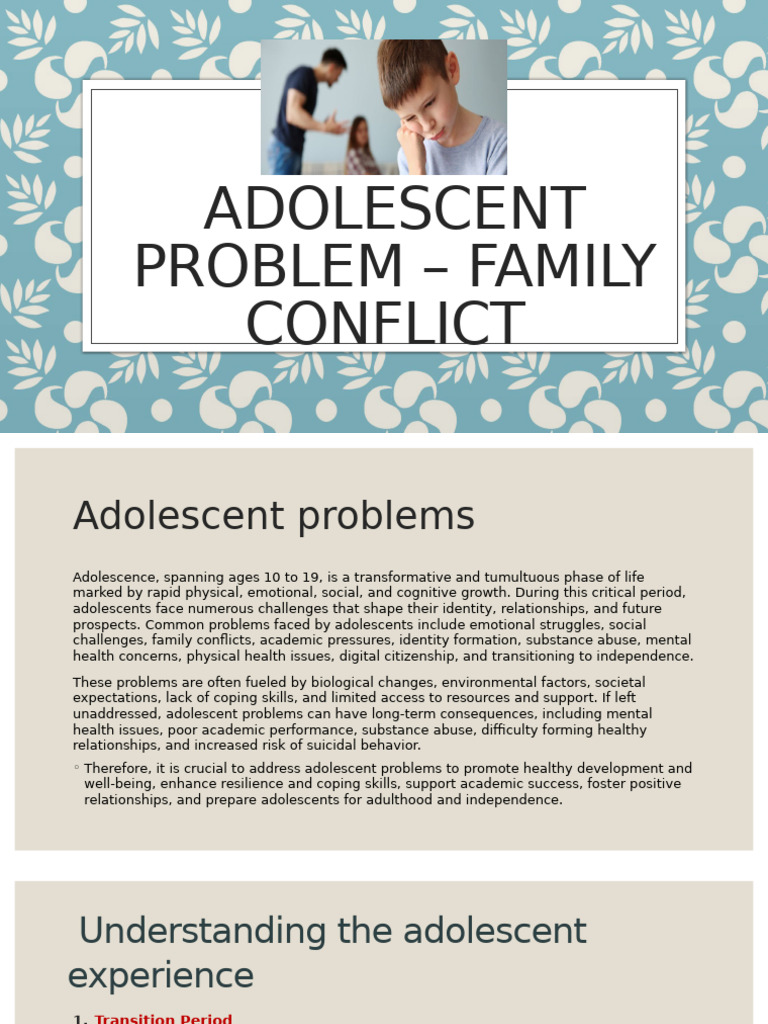 Adolescent Family Conflict Solutions | PDF | Adolescence | Conflict ...