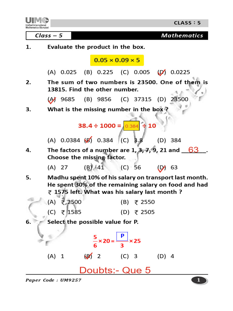Uimo Compressed Paper Pyq | PDF | Mathematics