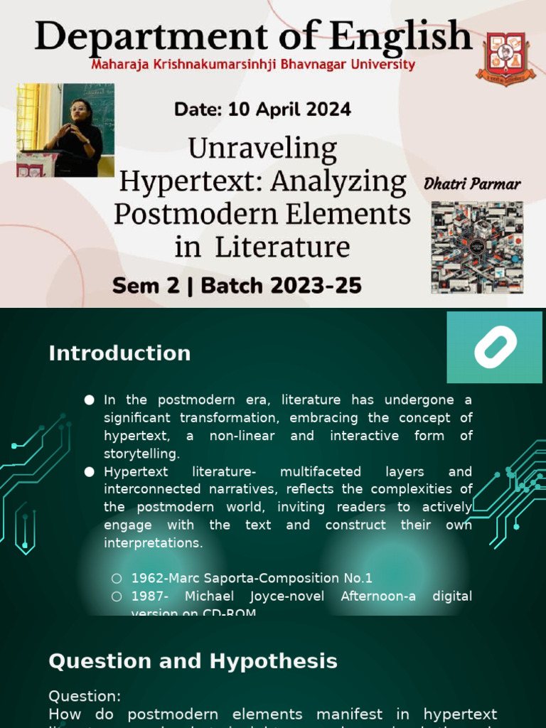 Unraveling Hypertext - Analyzing Postmodern Elements in Literature ...