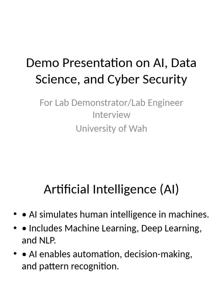 AI DataScience CyberSecurity Demo | PDF