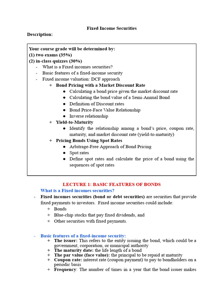 Understanding Fixed Income Securities | PDF | Bonds (Finance) | Discounting