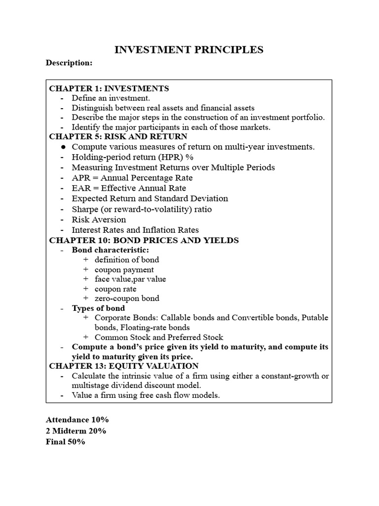 Investment Principles | PDF | Bonds (Finance) | Free Cash Flow