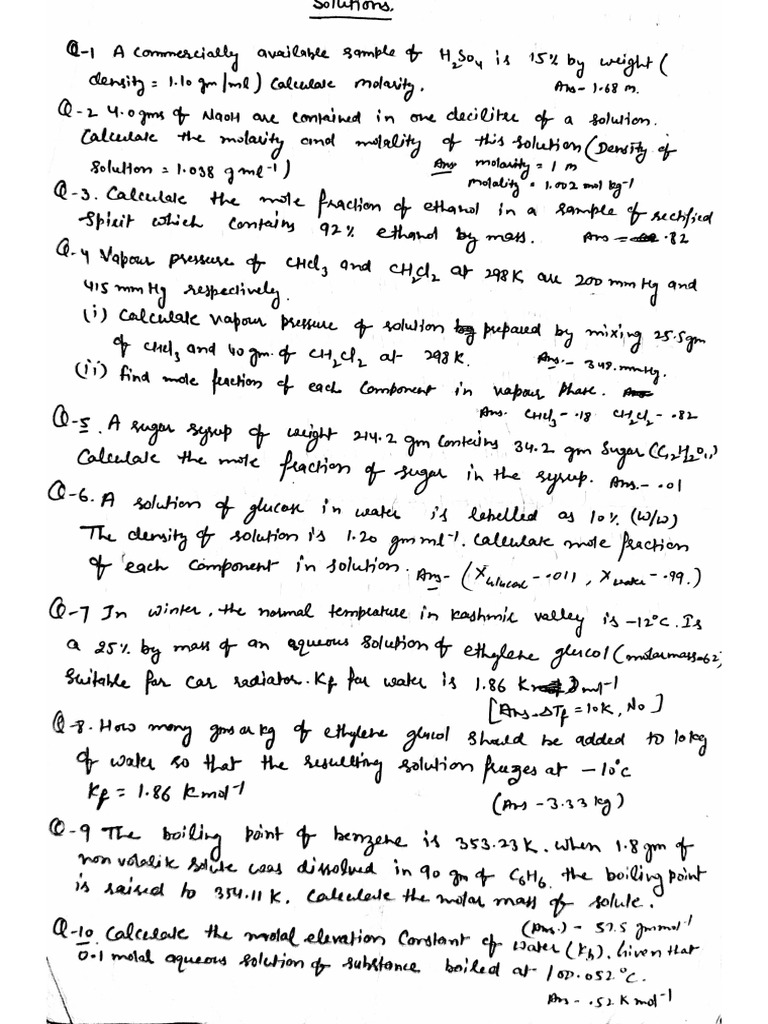 Solutions Numericals | PDF