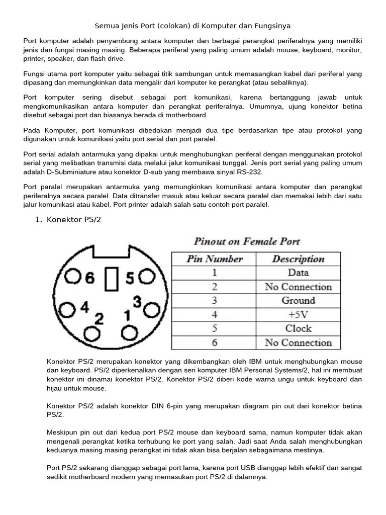 Jenis-jenis Port Komputer dan Fungsinya | PDF