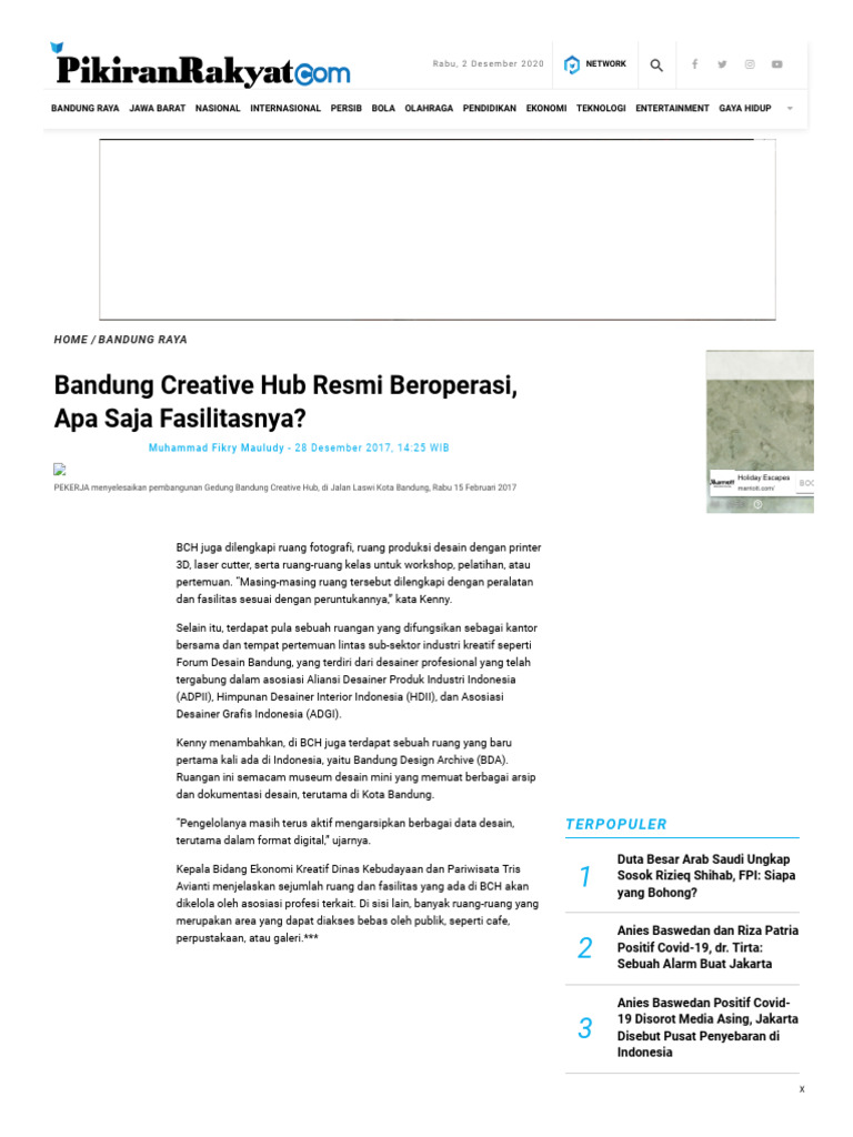 Fasilitas di Bandung Creative Hub | PDF