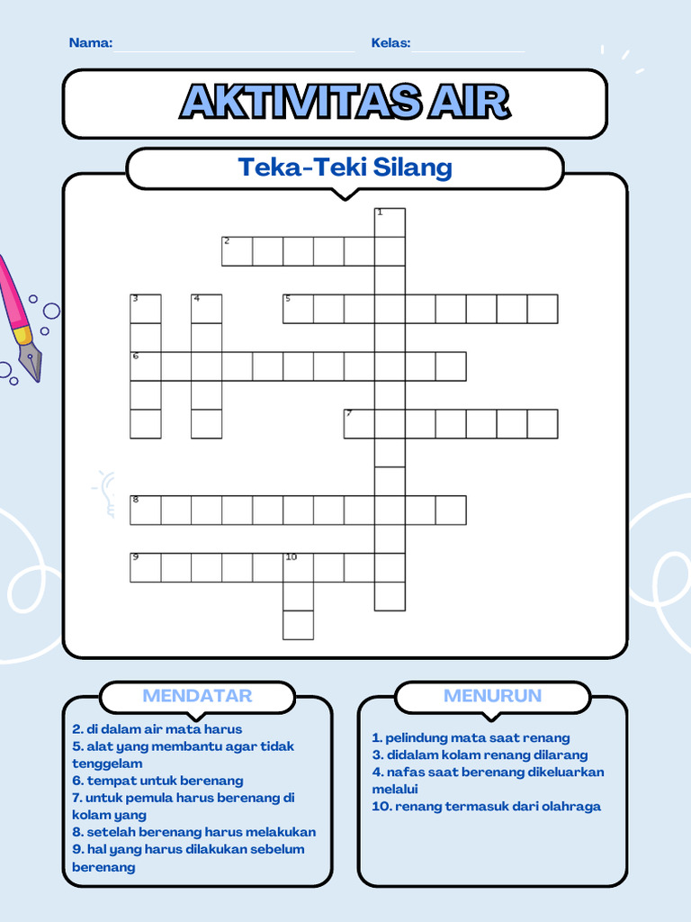 LKPD Teka Teki Silang Aktivitas Air | PDF