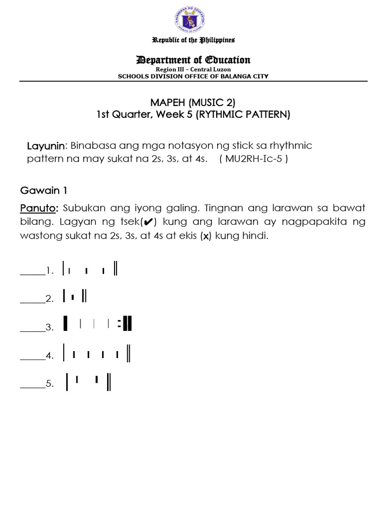 Grade 2 Mapeh Activity Sheets | PDF