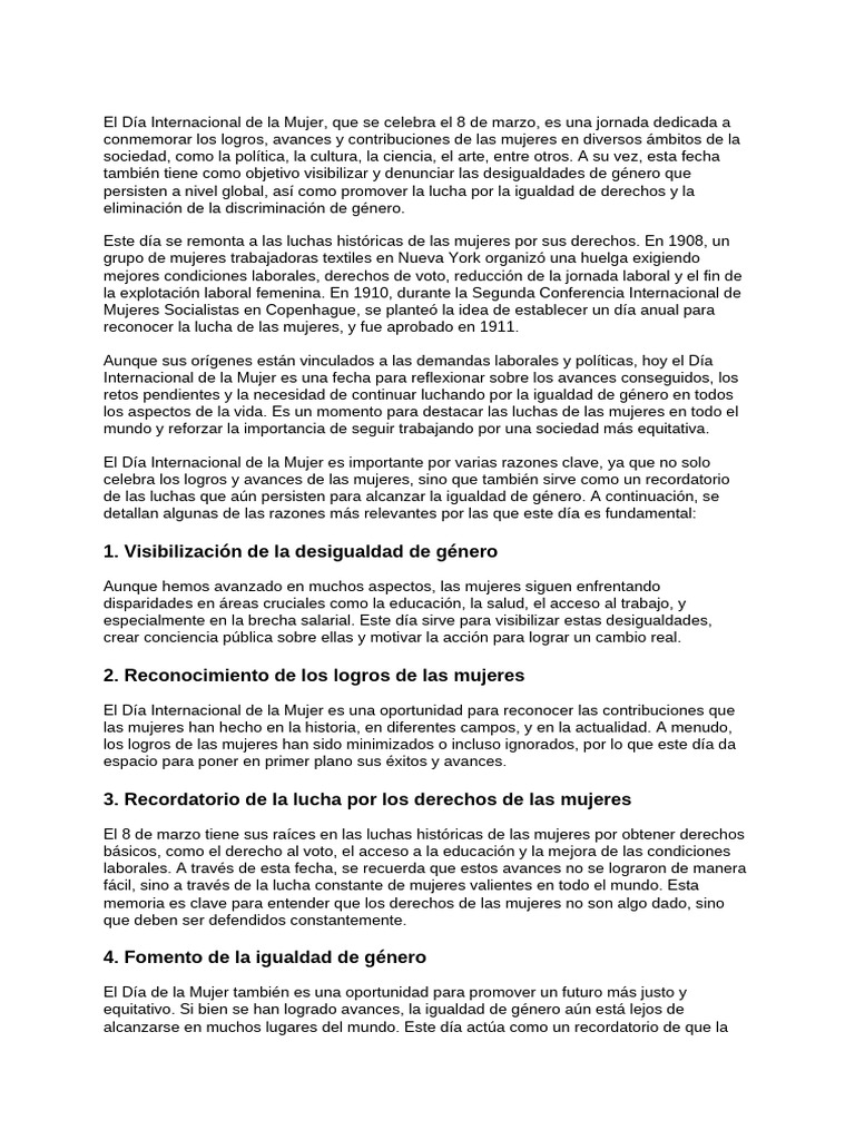 Dia Mujer | PDF | Mujer | Igualdad de género