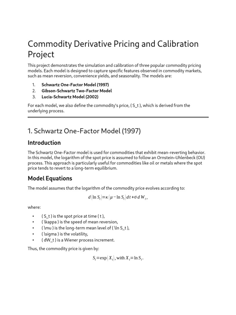 Commodity Derivative Pricing and Calibration Project | PDF