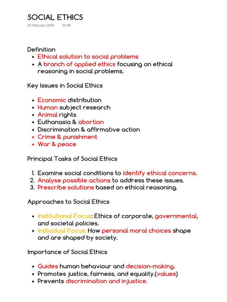 Understanding Social Ethics Principles | PDF