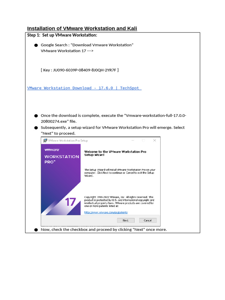 Document of Installation VMware Workstation and Kali | PDF | V Mware ...