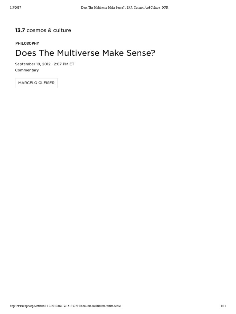 Does the Multiverse Make Sense NPR (1) | PDF | Universe | Multiverse