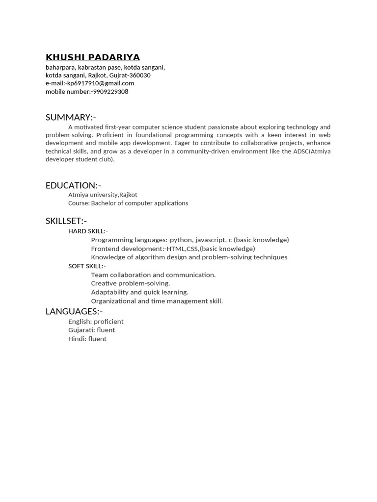 Khushi Padariya | PDF