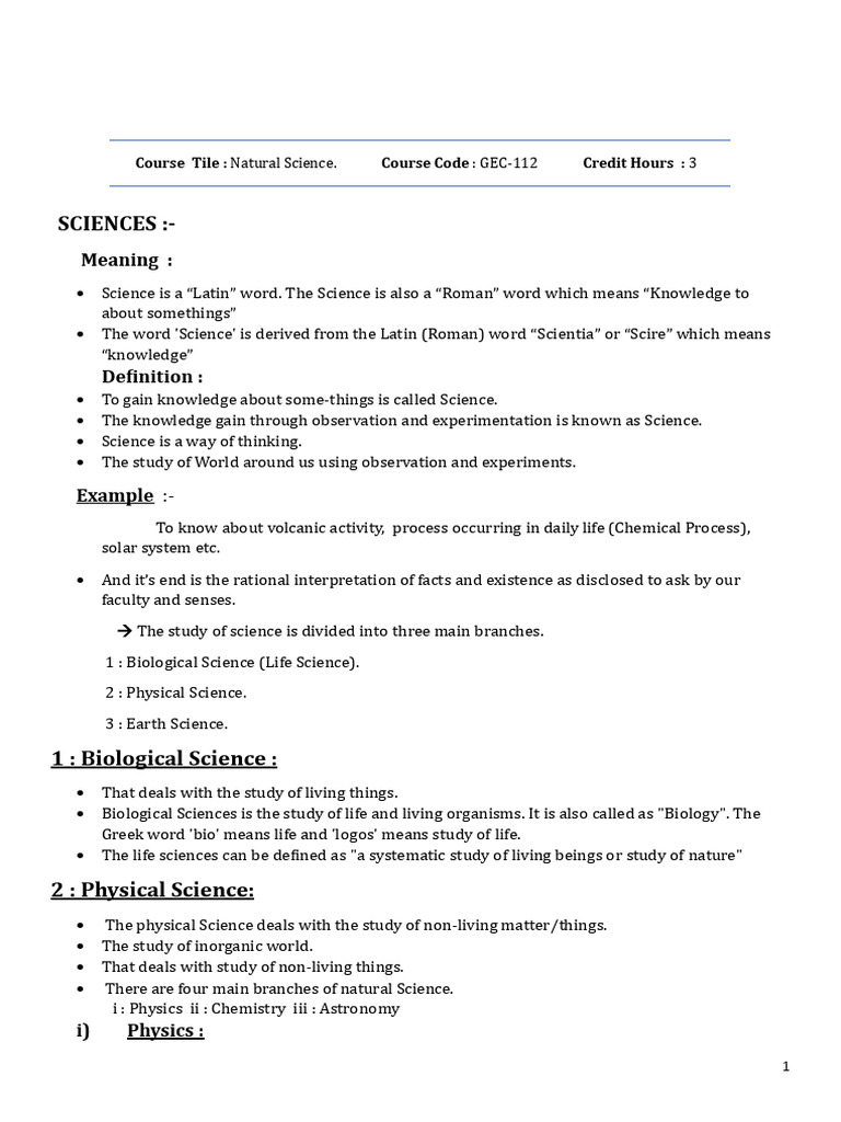 Natural Sciences (1) | PDF | Cell (Biology) | Chemical Bond