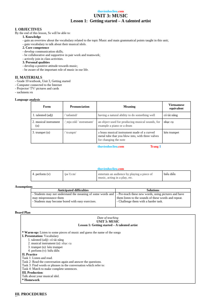 Music Vocabulary and Skills for Students | PDF | Reading Comprehension ...
