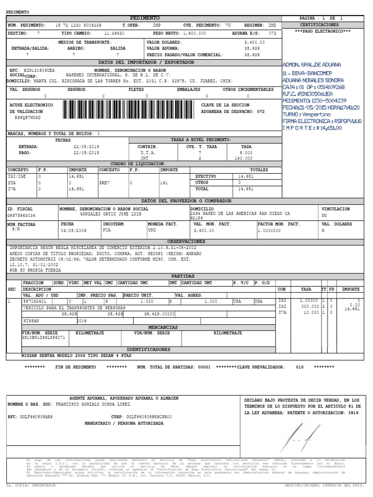 Pedimento Baja California | PDF | El comercio internacional | Negocios Internacionales