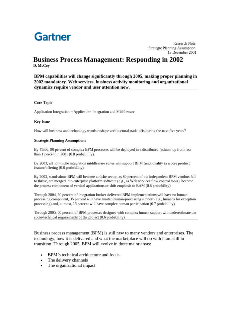 Gartner - Business Process Management | PDF | Business Process ...