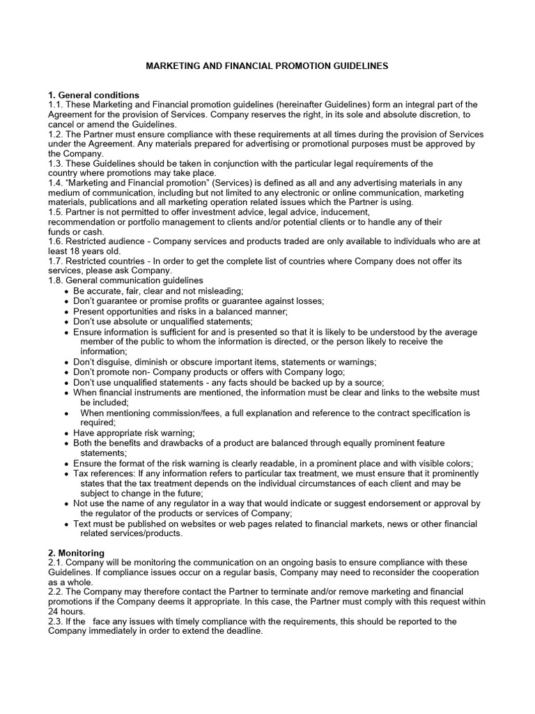 Marketing and Financial Promotion Guidelines | PDF | Investment ...