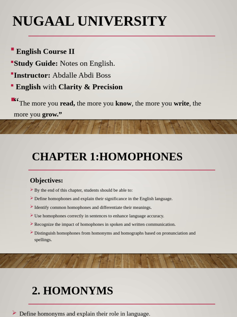 Understanding Homophones, Homonyms, Homographs | PDF | English Language ...