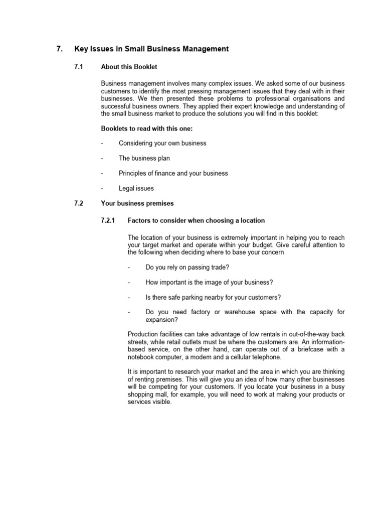 Key Issues in Small Business Management | PDF | Consultant | Internet