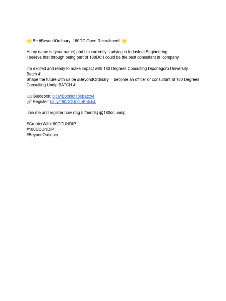 180DC Undip Recruitment Campaign | PDF