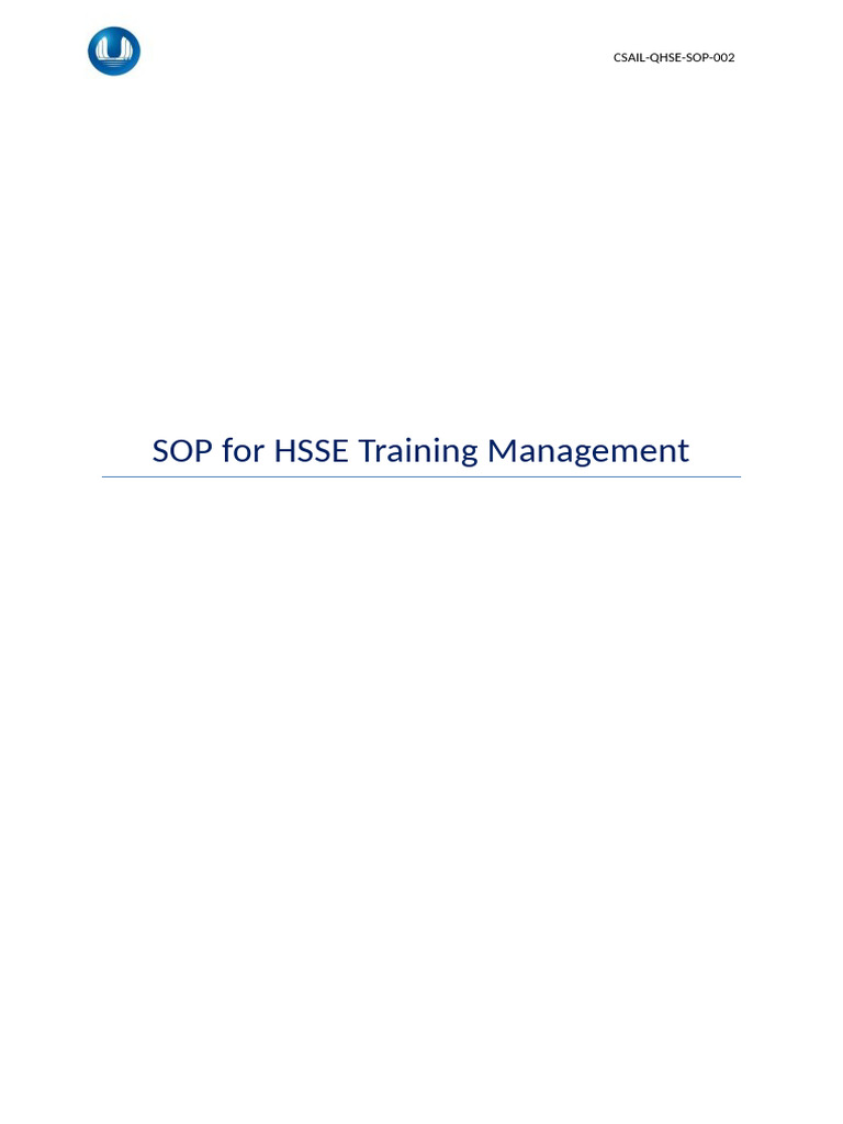 CSAIL-QHSE-SOP-002 HSSE Training Maangement | PDF | Safety