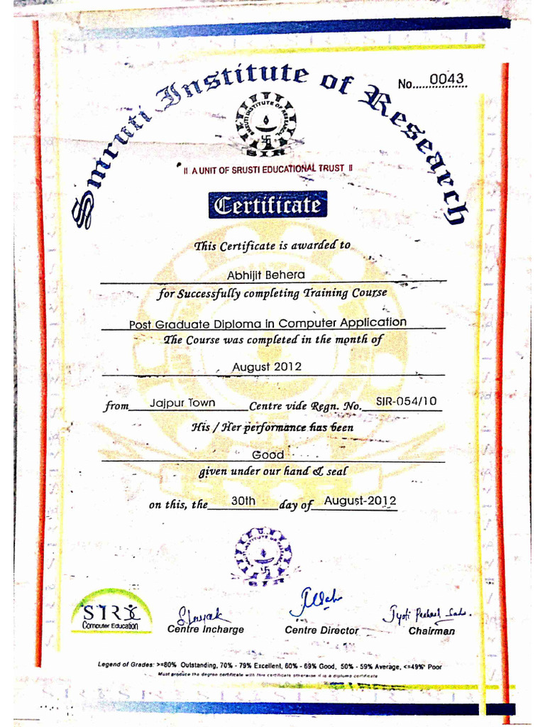 PGDCA Certificate | PDF