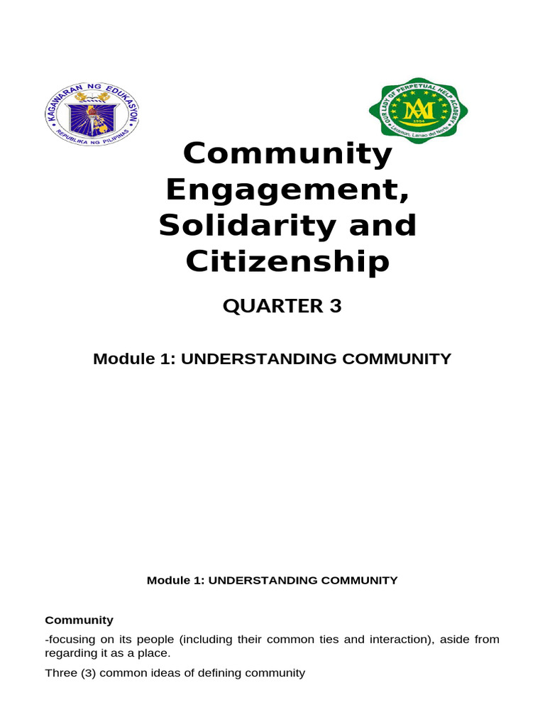 Community Engagement Solidarity and Citizenship Quarter 3 | PDF ...