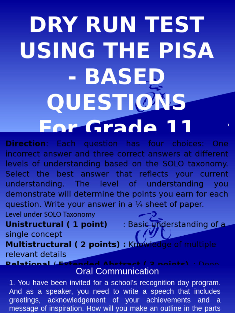 PISA Based Questions For Dry Run Grade 11 | PDF | Random Access Memory ...