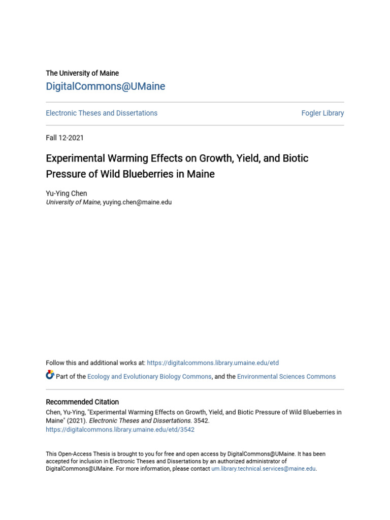 Experimental Warming Effects On Growth Yield and Biotic Pressur | PDF ...
