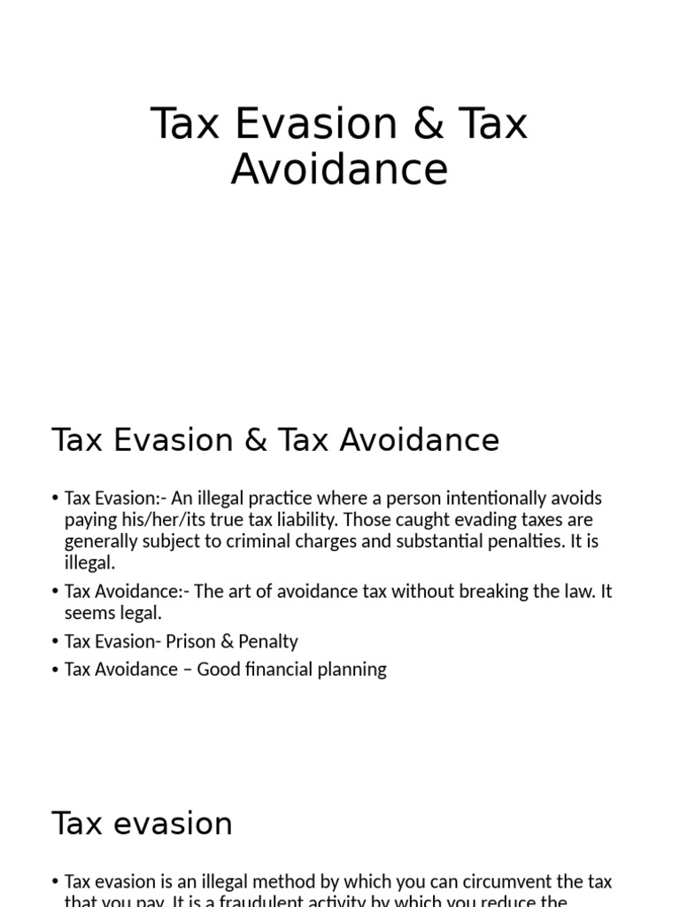 Tax Evasion vs. Tax Avoidance Explained | PDF | Taxes | Tax Avoidance
