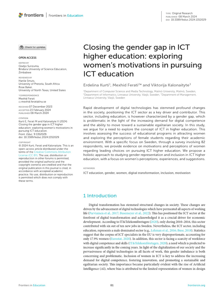 Closing The Gender Gap in ICT Higher Education Exp | PDF | Stereotypes ...