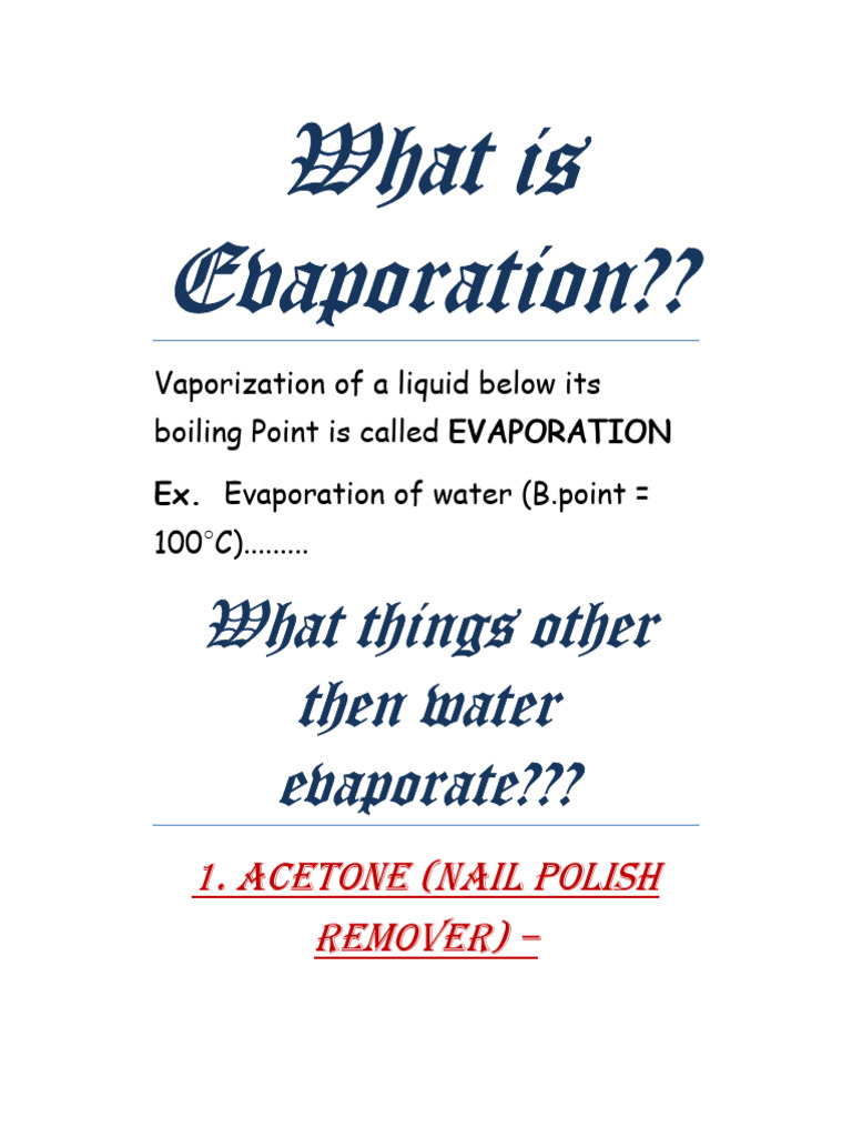 Understanding Evaporation and Its Uses | PDF
