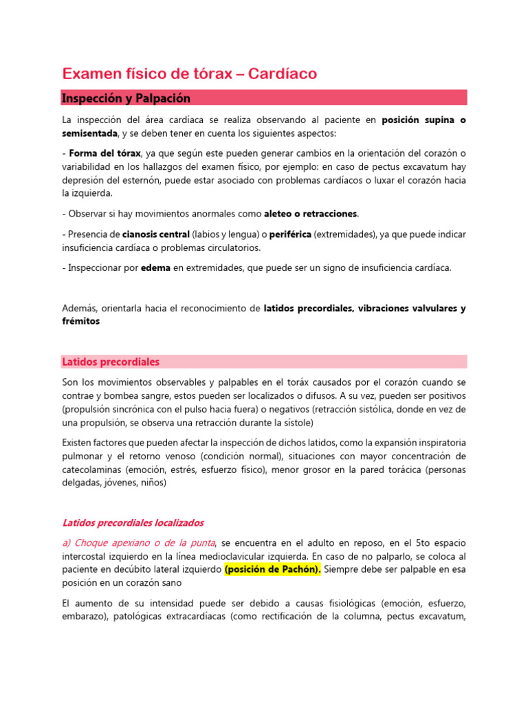 Examen del área apexiana cardíaca | PDF | Corazón | Ventrículo (corazón)