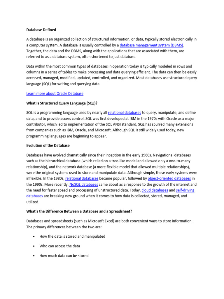 Database Defined Handouts | PDF | Databases | Sql