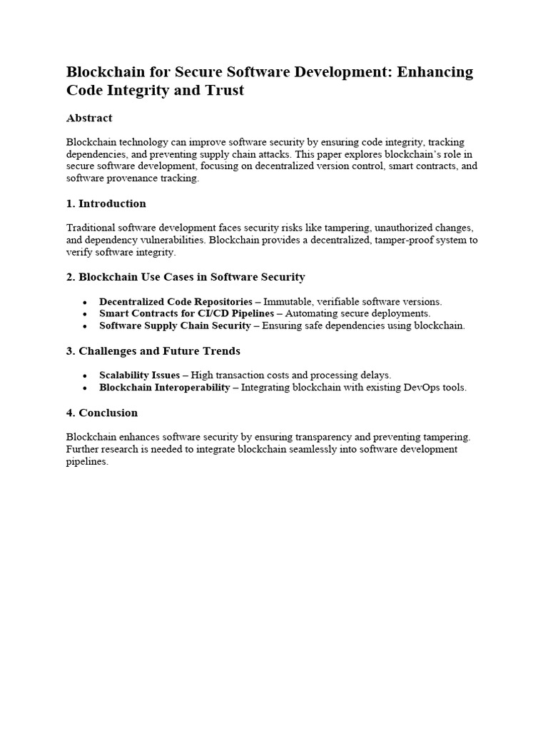 Blockchain For Secure Software Development | PDF