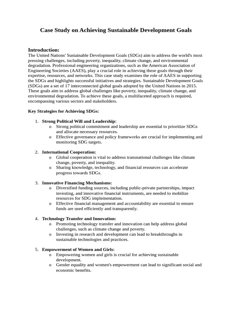 Case Study On Achieving Sustainable Development Goals | PDF ...